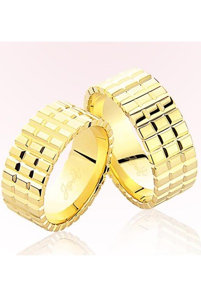 Harem Altın Sarı Kareli Altın Alyans 6407