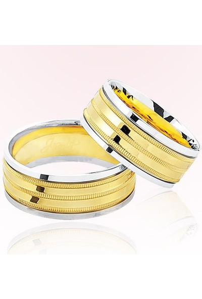 Harem Altın Sarı Beyaz Altın Alyans 6209