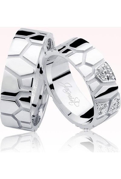 Harem Altın Beyaz Lazer Kesim Taşlı Altın Alyans 1002-1 Harem Altın Beyaz Lazer Kesim Taşlı Altın Alyans 1002-1