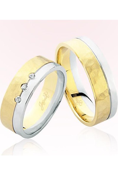 Harem Altın Sarı Beyaz Altın Alyans 5508