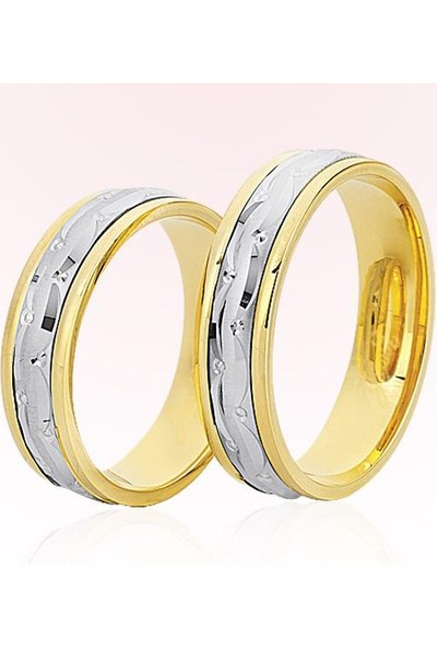 Harem Altın Sarı Beyaz Altın Alyans 7908