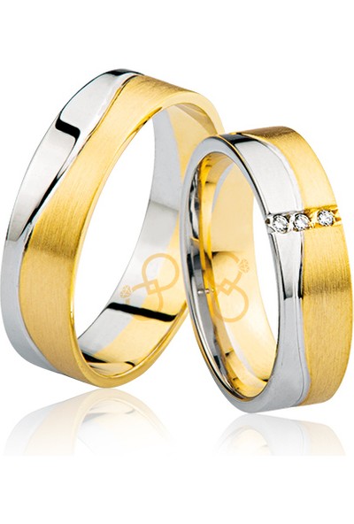 Harem Altın Sarı Beyaz Altın Alyans 2105-2