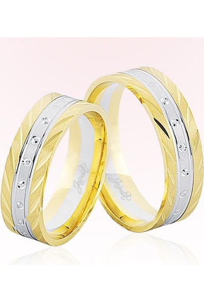 Harem Altın Sarı Beyaz Altın Alyans 8307