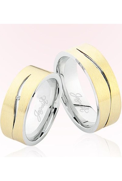 Harem Altın Sarı Beyaz Altın Alyans 3904