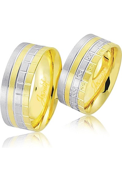Harem Altın Sarı Beyaz Altın Alyans 4506-2