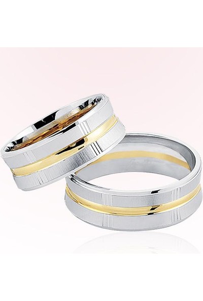 Harem Altın Beyaz Sarı Altın Alyans 8302