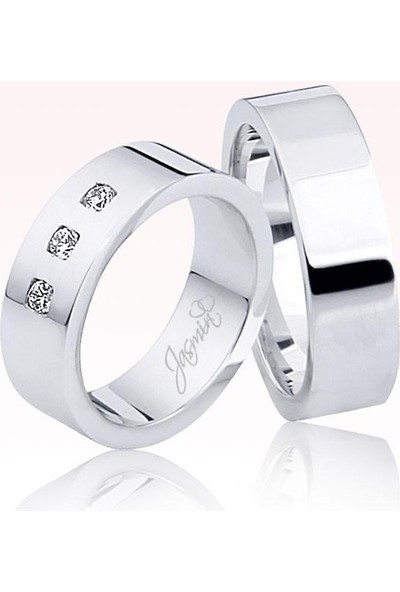 Harem Altın Üç Taşlı Beyaz Altın Alyans 2803-2 Harem Altın Üç Taşlı Beyaz Altın Alyans 2803-2