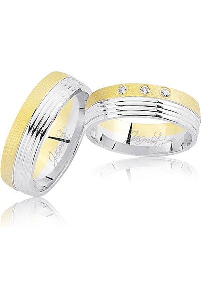 Harem Altın Sarı Beyaz Altın Alyans 3206-1 Harem Altın Sarı Beyaz Altın Alyans 3206-1