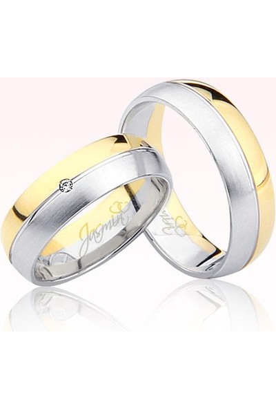 Harem Altın Sarı Beyaz Bombeli Altın Alyans 2605-2
