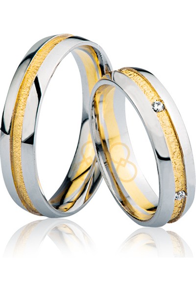 Harem Altın Beyaz Sarı Şeritli Altın Alyans 3002-1 Harem Altın Beyaz Sarı Şeritli Altın Alyans 3002-1