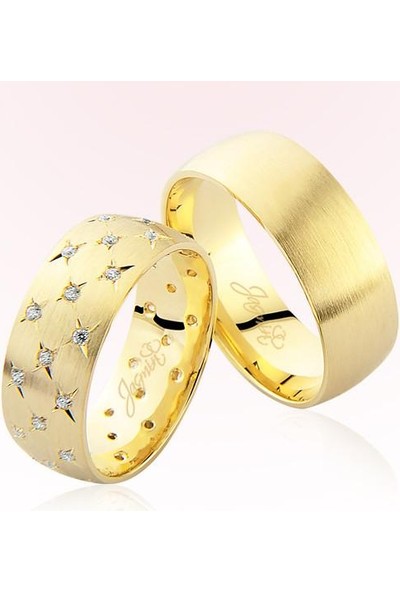 Harem Altın Sarı Taşlı Altın Alyans 4401