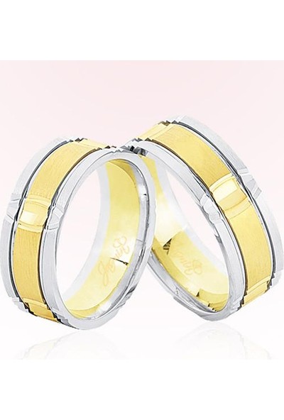 Harem Altın Sarı Beyaz Altın Alyans 7604