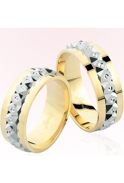 Harem Altın Sarı Beyaz Altın Alyans 7703