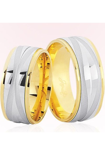 Harem Altın Sarı Beyaz Altın Alyans 7808