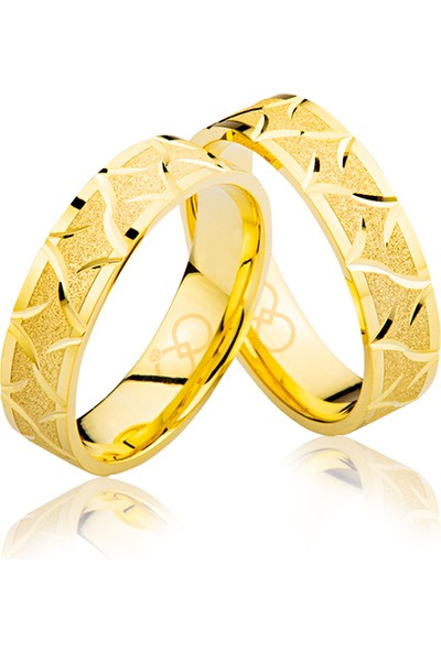 Harem Altın Sarı Desenli Altın Alyans 3602-2