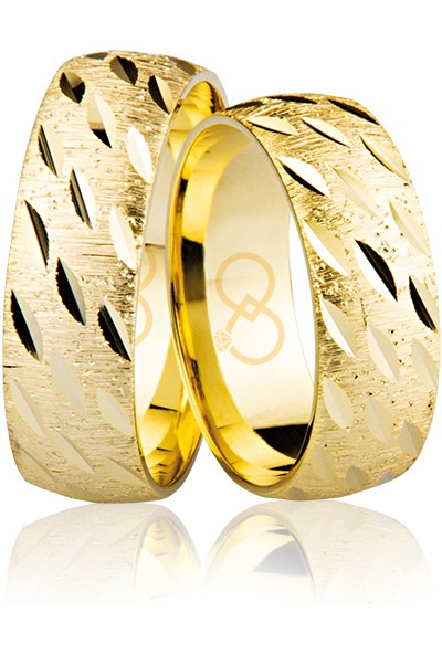 Harem Altın Sarı Desenli Altın Alyans 3402-3