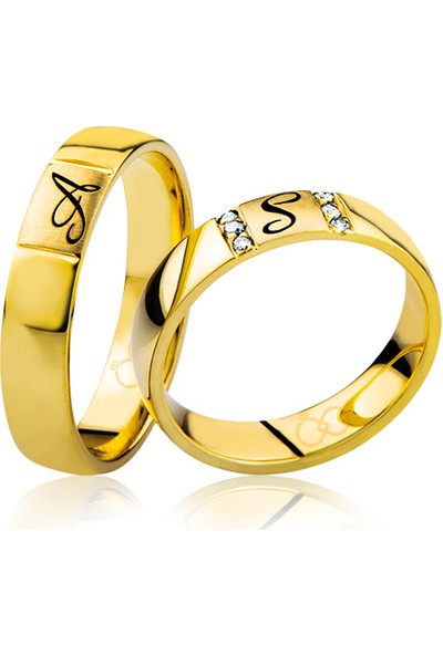 Harem Altın Harfli Sarı Altın Alyans 2003-3