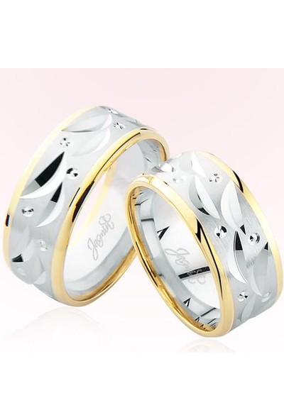 Harem Altın Beyaz Sarı Altın Alyans 7503