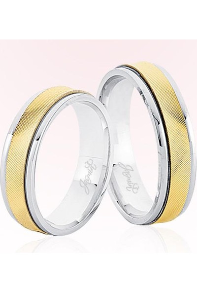 Harem Altın Sarı Beyaz Altın Alyans 8203