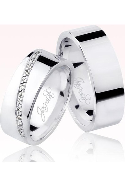 Harem Altın Beyaz Taşlı Altın Alyans 0201-2 Harem Altın Beyaz Taşlı Altın Alyans 0201-2