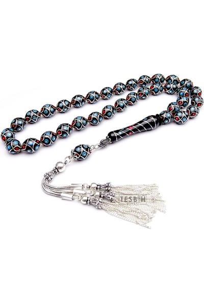 Tesbih Rüyası Usta Işi Gümüş Mercan Firuze Işlemeli Oltu Taşı Tesbih Tesbih Rüyası Usta Işi Gümüş Mercan Firuze Işlemeli Oltu Taşı Tesbih