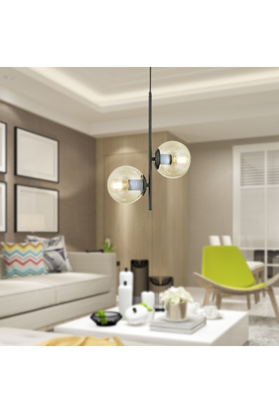 Apliqa Malibu 2'li Siyah Avize Bal Camlı Apliqa Malibu 2'li Siyah Avize Bal Camlı