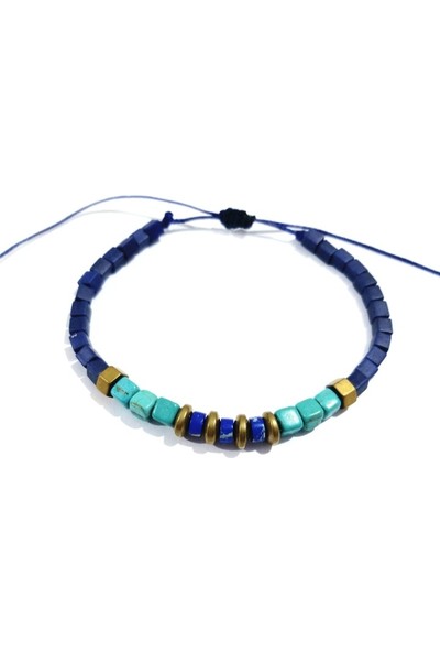 Funny Takı Saks Mavisi Varisit Turkuaz ve Hematit Doğaltaşlı Bileklik Funny Takı Saks Mavisi Varisit Turkuaz ve Hematit Doğaltaşlı Bileklik