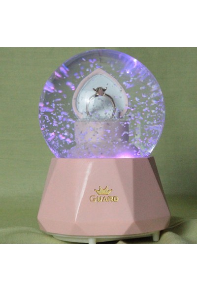 NeaGift Sevgiliye Tek Taş Yüzüklü Kar Küresi Işıklı Müzikli Püskürtmeli