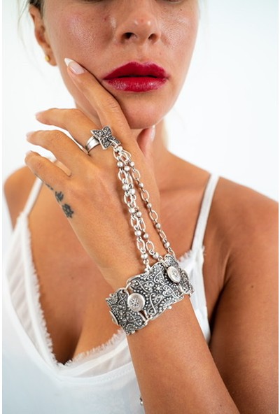 Kutcha Accessories Kadın Gümüş Kaplama Tasarım Şahmeran