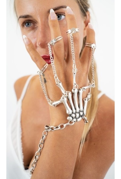 Kutcha Accessories Kadın Gümüş Kaplama Iskelet Şahmeran Kutcha Accessories Kadın Gümüş Kaplama Iskelet Şahmeran