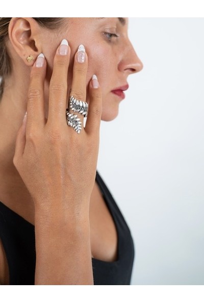Kutcha Accessories Kadın Gümüş Kaplama Tasarım Yüzük