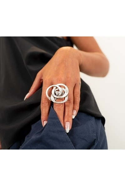 Kutcha Accessories Kadın Gümüş Kaplama Tasarım Yüzük