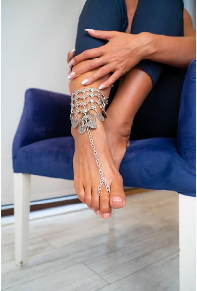 Kutcha Accessories Kadın Gümüş Kaplama Tasarım Halhal