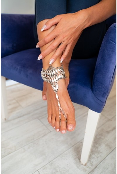 Kutcha Accessories Kadın Gümüş Kaplama Tasarım Halhal