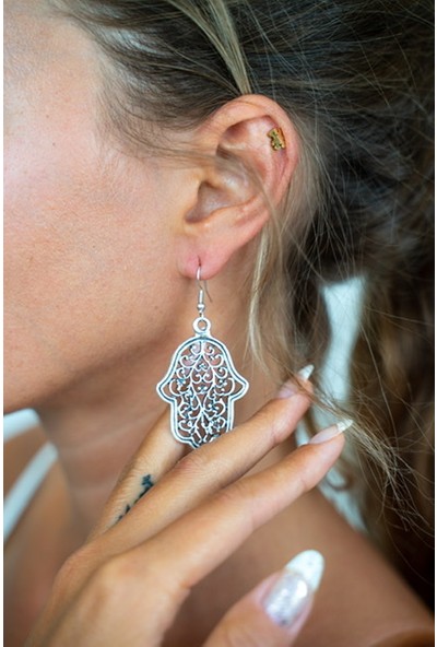 Kutcha Accessories Kadın Gümüş Kaplama Tasarım Küpe