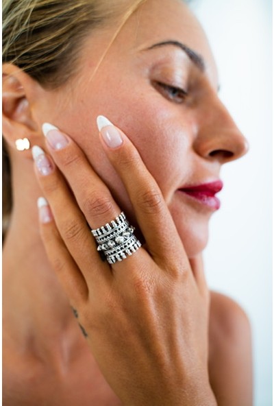 Kutcha Accessories Kadın Gümüş Kaplama Tasarım Yüzük