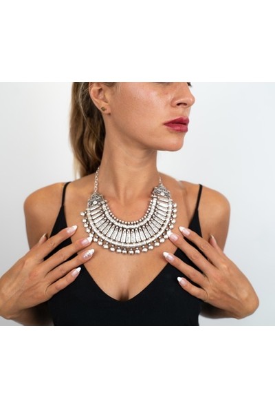 Kutcha Accessories Kadın Gümüş Kaplama Tasarım Kolye