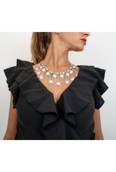 Kutcha Accessories Kadın Gümüş Kaplama Tasarım Kolye