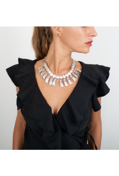 Kutcha Accessories Kadın Gümüş Kaplama Tasarım Kolye