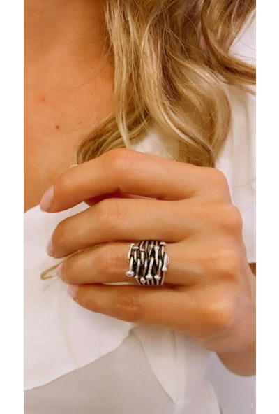 Kutcha Accessories Kadın Gümüş Kaplama Yüzük
