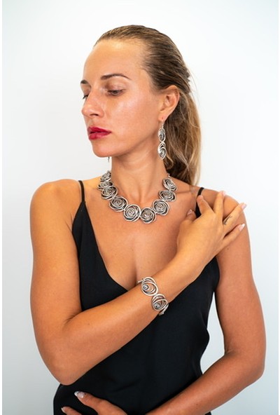 Kutcha Accessories Kadın Gümüş Kaplama Üçlü Set