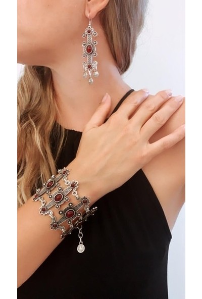 Kutcha Accessories Kadın Gümüş Kaplama Taşlı Ikili Set Kutcha Accessories Kadın Gümüş Kaplama Taşlı Ikili Set