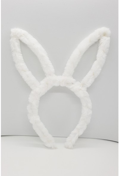 More & Else  Çocuk Beyaz Renk Tavşan Model Tüylü Taç