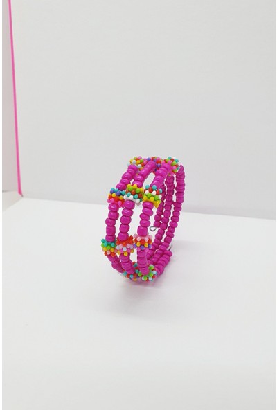 More & Else Çocuk Sıklamen Renk Üç Sıra Boncuklu Bilezik