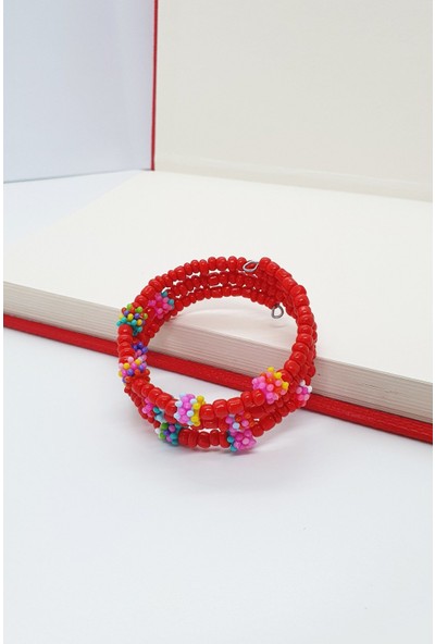 More & Else Çocuk Kırmızı Renk Üç Sıra Boncuklu Bilezik