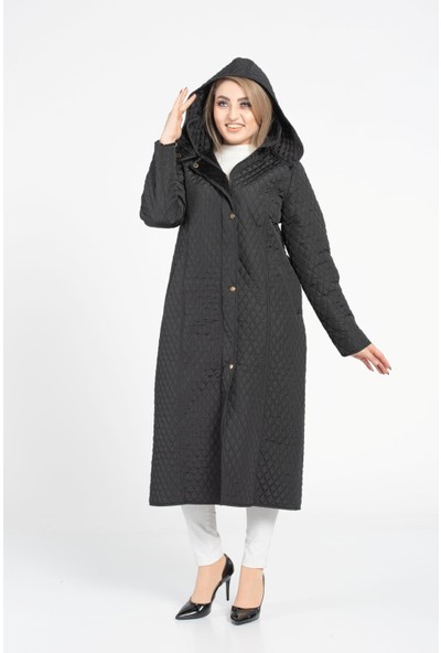 Vetre Kadın Kapitone Mont (120 Cm) Siyah Büyük Beden 1020