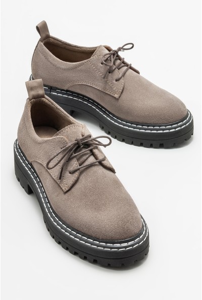 Elle Shoes Vizon Deri Kadın Oxford