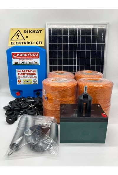 ALTAY Koruyucu Çit Cihazı Güneş Enerjili (Domuz,ayı Kovucu Sistem)+ 2000M Çit Ipi +200 Adet Izolatör