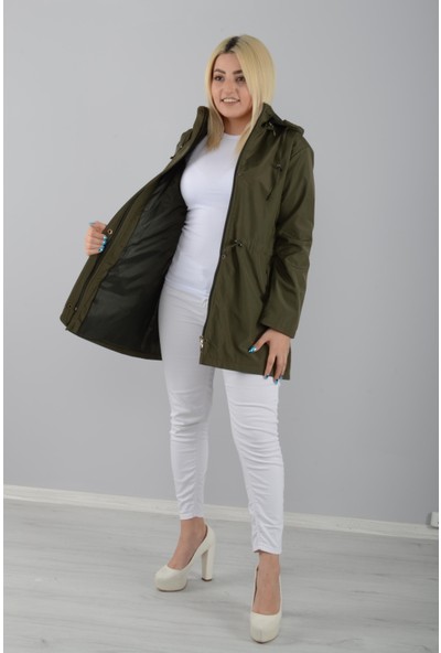 Vetre Kadın Astarlı Trençkot Haki Büyük Beden 1001 Vetre Kadın Astarlı Trençkot Haki Büyük Beden 1001