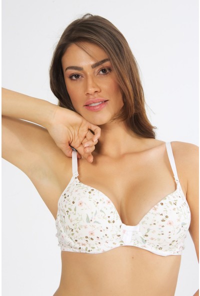 Cansoy Desenli Destekli Ekru Sütyen Cansoy Desenli Destekli Ekru Sütyen